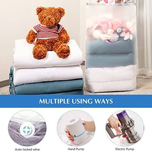 Colorlife Vacuum Storage Bags 5 Pack(Medium),Double-Zip Seal Space Saver Sealer Bag For Beddings Comforters Blankets Quilt Pillows Clothes, Save 80% Space,No Vacuum Pump Needed(5x70*50cm)