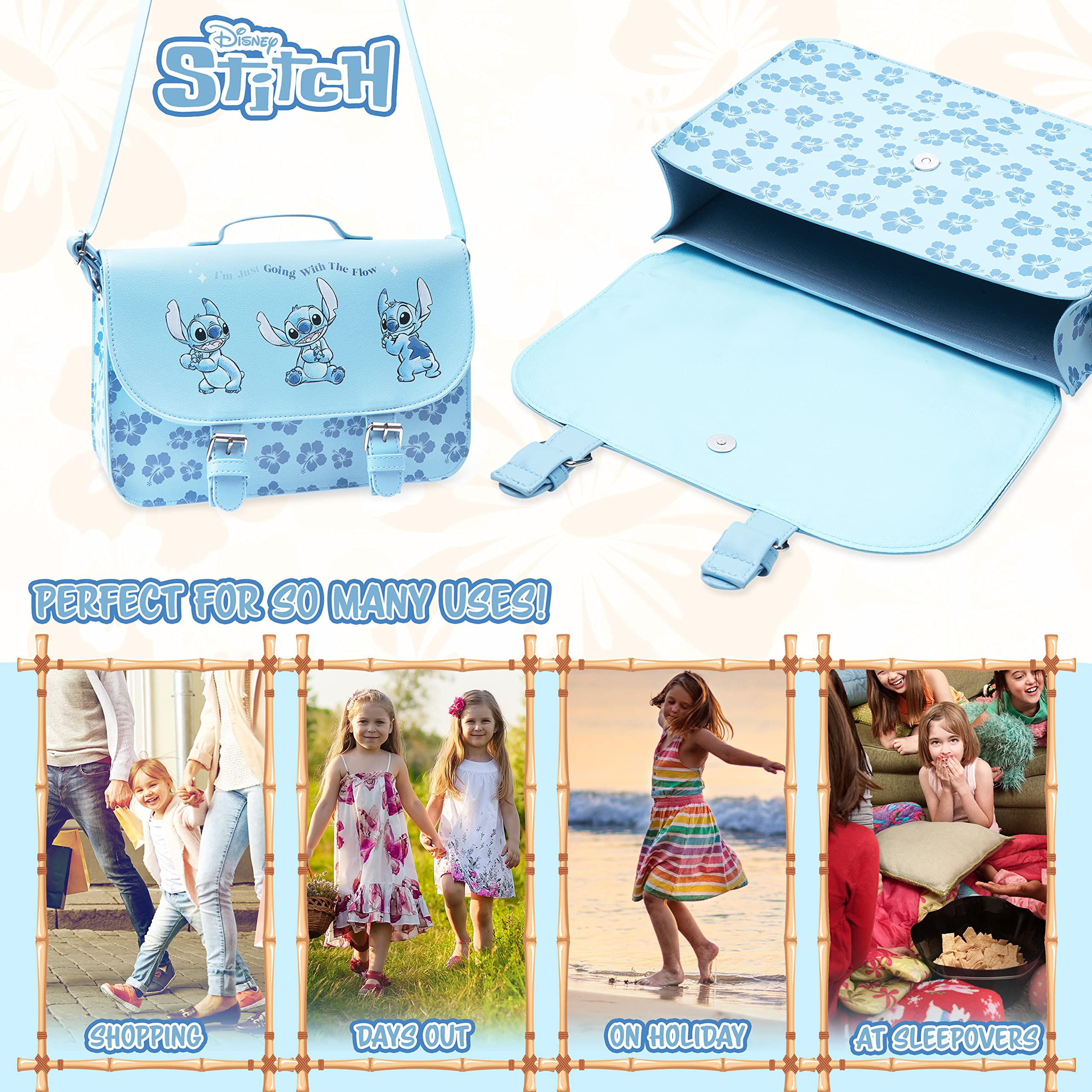 Disney Stitch Bag for Girls, Lilo and Stitch Cross Body Bag (Blue)