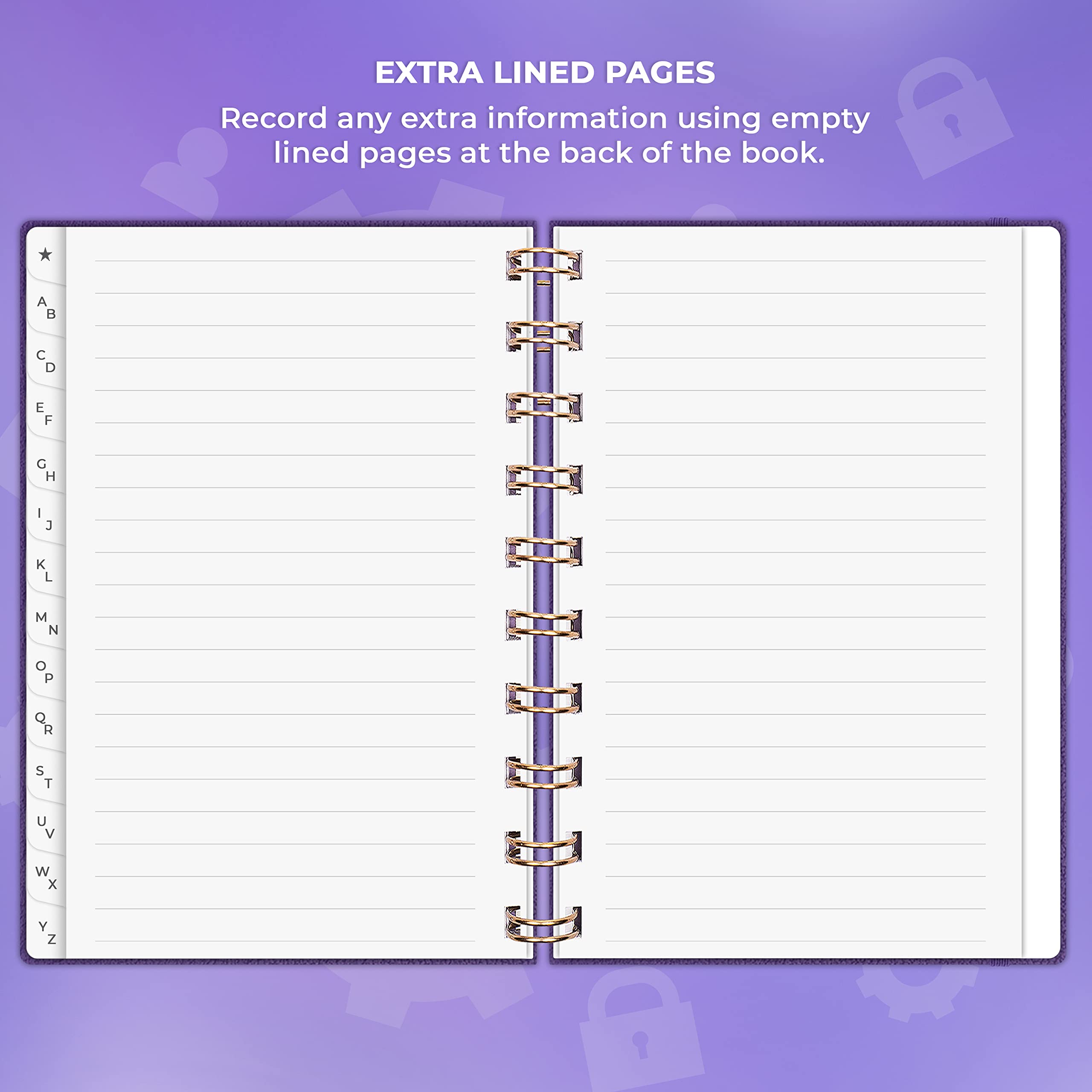 Clever Fox Password Book Spiral – Mini Internet Address & Password Organizer with Laminated Alphabetical Tabs – Small Password Keeper Journal – Hardcover, Pocket Size, 4.7x5.7” (Purple)