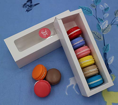 Macaron Packaging Box Macaron Gift Giving boxes, Pastry Boxes, Chocolate Dessert Treat Packaging with Clear Window (WHITE 8)