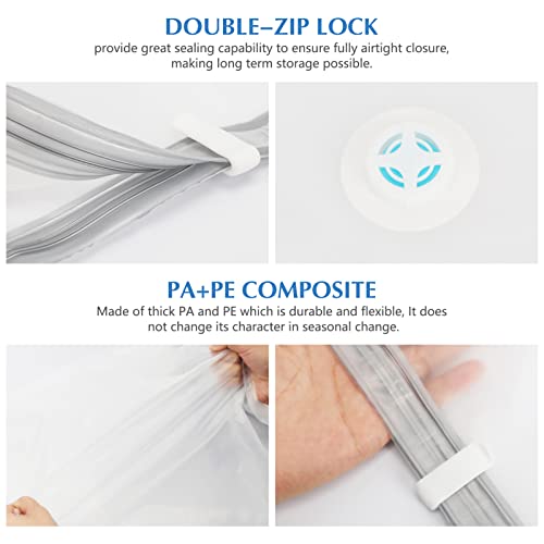 Colorlife Vacuum Storage Bags 5 Pack(Medium),Double-Zip Seal Space Saver Sealer Bag For Beddings Comforters Blankets Quilt Pillows Clothes, Save 80% Space,No Vacuum Pump Needed(5x70*50cm)
