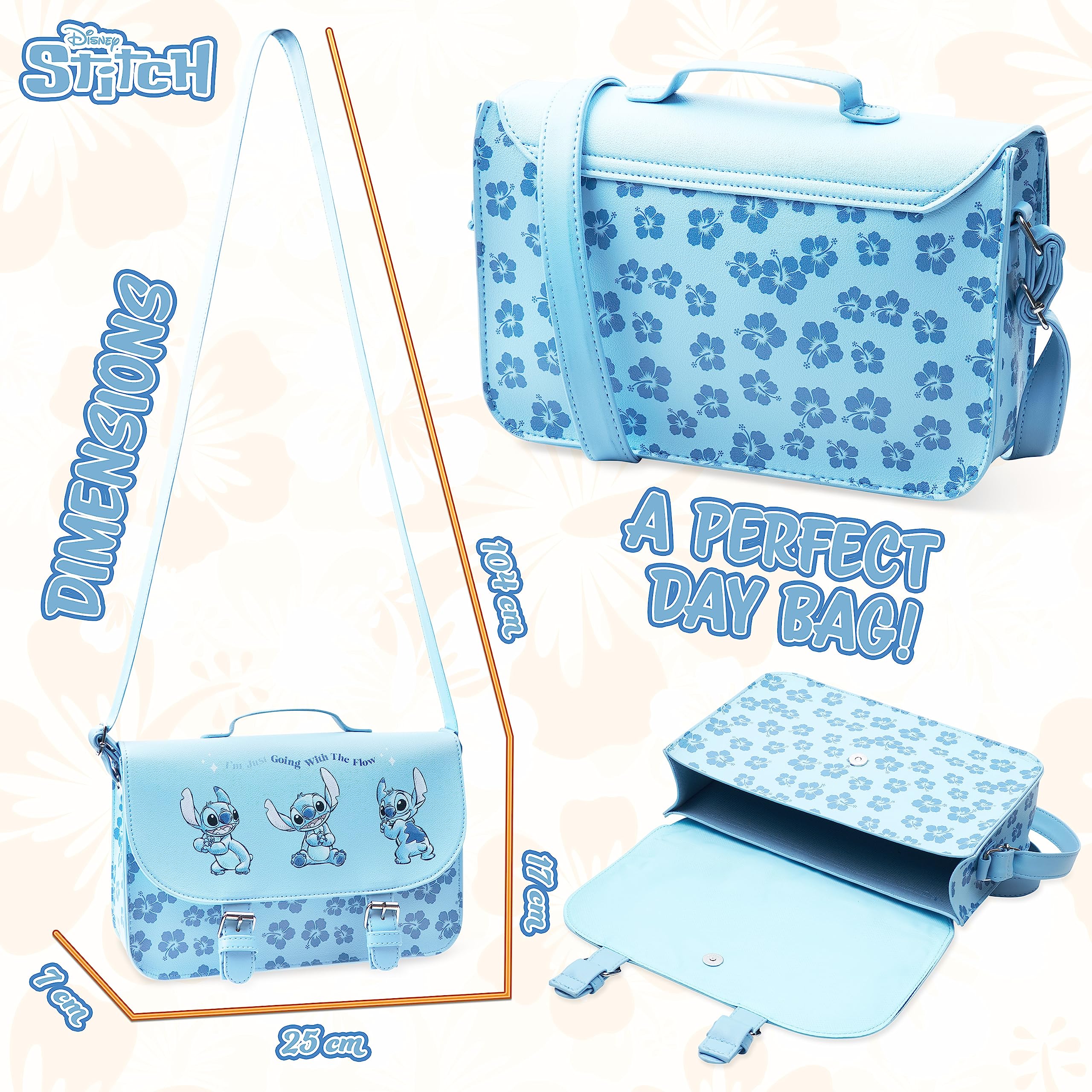 Disney Stitch Bag for Girls, Lilo and Stitch Cross Body Bag (Blue)