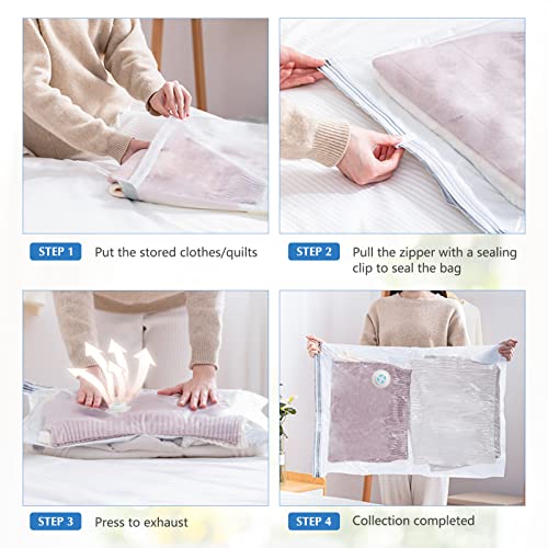 Colorlife Vacuum Storage Bags 5 Pack(Medium),Double-Zip Seal Space Saver Sealer Bag For Beddings Comforters Blankets Quilt Pillows Clothes, Save 80% Space,No Vacuum Pump Needed(5x70*50cm)