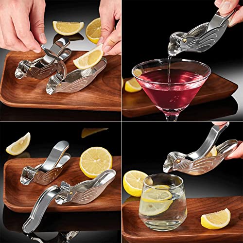 OGWSRK Elegant Bird shaped Stainless Steel Manual Lemon Juicer and Lime Extruder, Manual Lemon Juicer, Stainless Steel Fruit Juicer Portable Lemon Citrus Bird Lemon Juicer Kitchen Gadget Manual Lemon Juicer Silver (2 pieces)