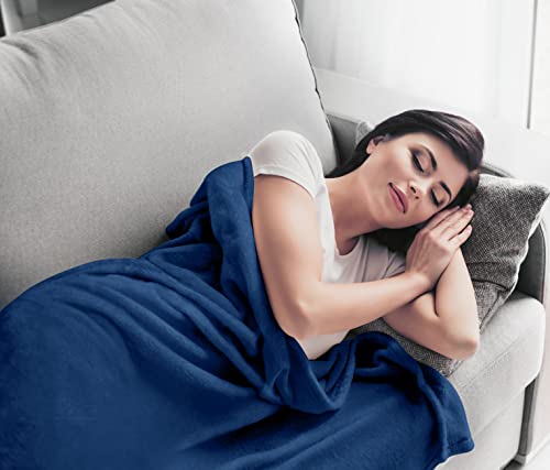 Utopia Bedding Fleece Blanket Queen Size Navy 300GSM Luxury Bed Blanket Anti-Static Fuzzy Soft Blanket Microfiber (90x90 Inches)