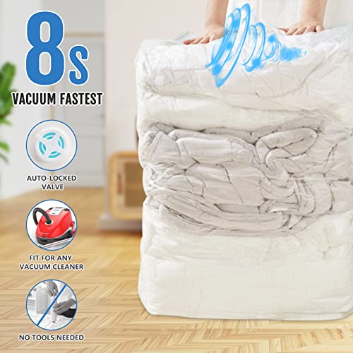 Colorlife Vacuum Storage Bags 5 Pack(Medium),Double-Zip Seal Space Saver Sealer Bag For Beddings Comforters Blankets Quilt Pillows Clothes, Save 80% Space,No Vacuum Pump Needed(5x70*50cm)