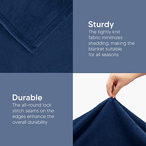 Utopia Bedding Fleece Blanket Queen Size Navy 300GSM Luxury Bed Blanket Anti-Static Fuzzy Soft Blanket Microfiber (90x90 Inches)
