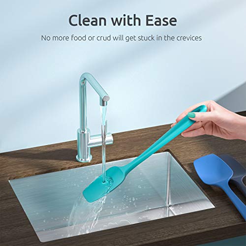 U-Taste Silicone Spoon Spatula Set, 600ºF High Heat Resistant BPA-Free Flexible Rubber Scraper, Cooking Mixing Baking Kitchen Utensils Set of 3 (Multicolors)