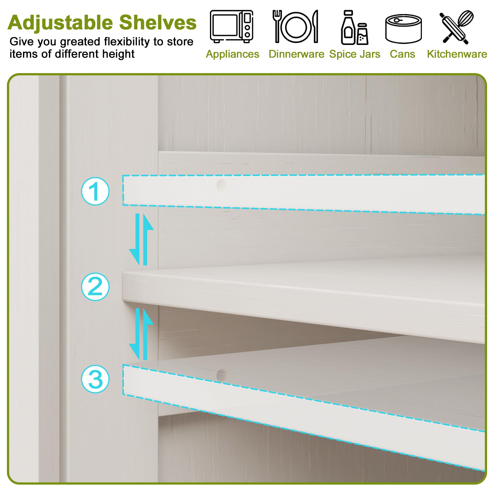 Function Home 72" Kitchen Pantry Cabinet, Tall Storage Cabinet, Freestanding Cupboard with Drawer and Adjustable Shelves, Pantry Cabinets for Kitchen Bathroom Living Room, White