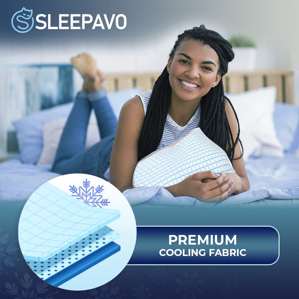 Sleepavo Cooling Pillow Case Queen Size - Cool Pillow Case for Hot Sleepers Zipper Soft Cooling Pillow Protector Pillowcase for Night Sweats with Derived Viscose Rayon - Queen Pillow Covers