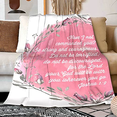 Bible Verse Joshua 1 9 Throw Blanket with Inspirational Thoughts and Prayers Religious Soft Christian Throw Blanket Inspirational Blankets and Throws Caring Gift for Men & Women