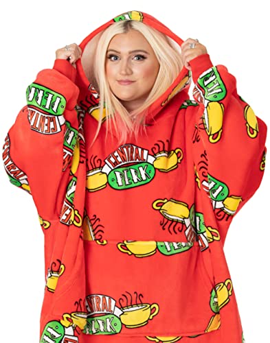 Friends Central Perk Vuddie Oversized Blanket Hoodie Women Ladies Red Fleece One Size