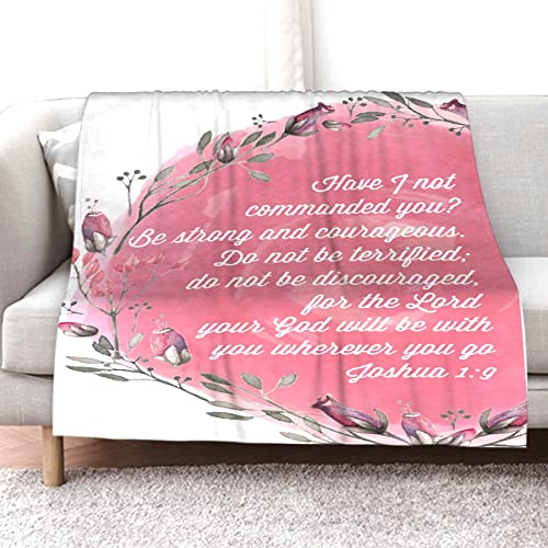 Bible Verse Joshua 1 9 Throw Blanket with Inspirational Thoughts and Prayers Religious Soft Christian Throw Blanket Inspirational Blankets and Throws Caring Gift for Men & Women
