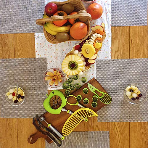 30 PCS Fruit slicer set Fruit Shape Cutters, mini Cookie Cutters, Apple Slicer, Avocado Cutter, Banana Slicer, Watermelon Cutter, melon baller, Carving Knife, vegetable cutters Carespot