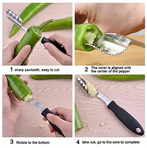 Jalapeno Pepper Corer, Stainless Steel Chili Corer Remover, JALAPENO Pepper Corer, Pepper Cutter Corer Slicer Tomato Fruit Kitchen Tools