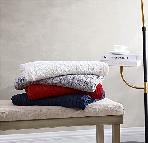 The Nesting Company – Oak 100% Cotton Cable Knit 50" x 70" Throw Blanket (Gray)