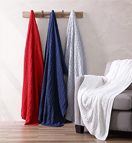The Nesting Company – Oak 100% Cotton Cable Knit 50" x 70" Throw Blanket (Gray)