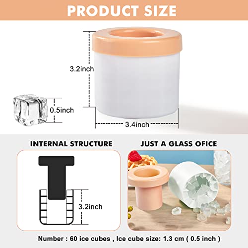 Silicone Ice Cube Maker Cup, Cylinder Trays Lattice Ice Cube Mold, Made of Food Grade Silicone and ABS Material, Holds to 60 Ice Cubes, Press-Type Easy-Release Ice Maker Tray, Safe (Yellow and White)