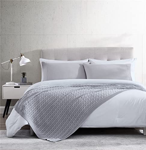 The Nesting Company – Oak 100% Cotton Cable Knit 50" x 70" Throw Blanket (Gray)