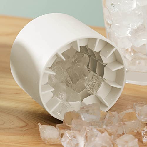 Silicone Ice Cube Maker Cup, Cylinder Trays Lattice Ice Cube Mold, Made of Food Grade Silicone and ABS Material, Holds to 60 Ice Cubes, Press-Type Easy-Release Ice Maker Tray, Safe (Yellow and White)