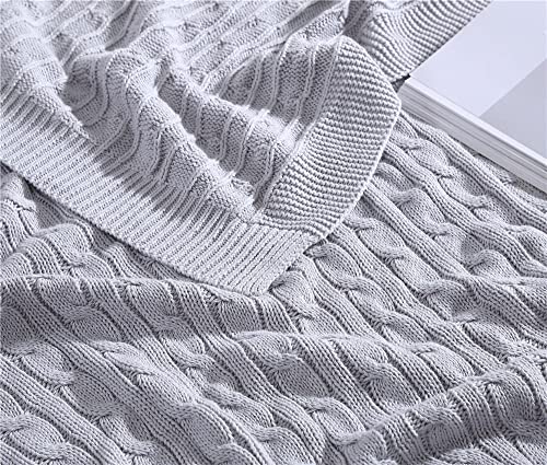 The Nesting Company – Oak 100% Cotton Cable Knit 50" x 70" Throw Blanket (Gray)