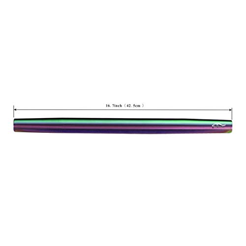 Berglander Rainbow Rolling Pin, 16.7 Inches Stainless Steel Colorful Matte Finish with Rainbow Titanium Plating Rolling Pin for Baking Pizza Dough, Pie, Cookie, Gift Ideas for Bakers.
