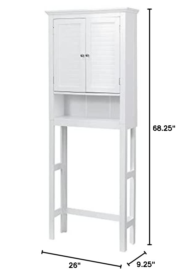 Glitzhome Bathroom Over-The-Toilet Space Saver Storage with Shelf and 2-Door Cabinet, 68" H, White