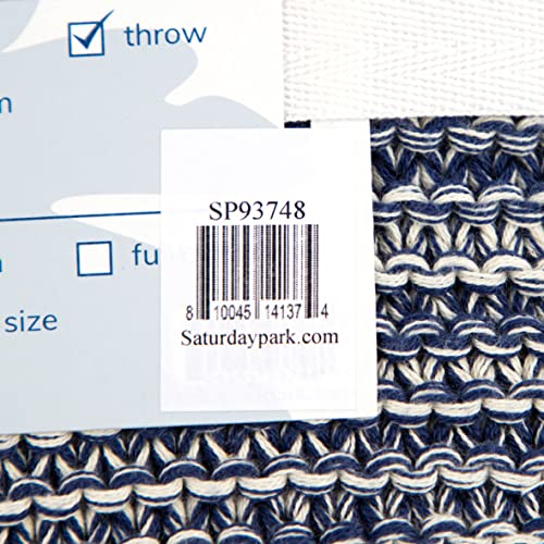 Saturday Park Navy Blue Knitted Throw Blanket - Soft Couch, Bed Blanket - 100% Cotton - Warm and Cozy - Oeko-TEX Certified