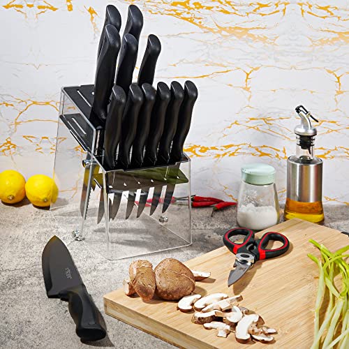 HUNTER Knife Set, Kitchen Knife Set 16PCS black knife set, knife set with Acrylic Stand, Knife Set Dishwasher Safe, Sharp knife set, Elegant Black