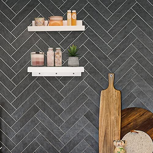 Plantex Acrylic Shelf- Floating Wall Ledge Display Shelf for Bathroom/Kitchen/Bedroom/Livingroom- Wall Mounted (White)