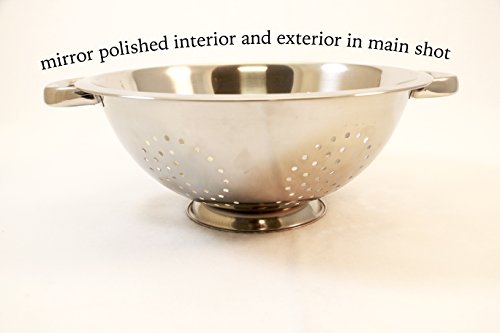 ExcelSteel Heavy Duty Handles and Self-draining Solid Ring Base Stainless Steel Colander, 5 Qt, Stainless