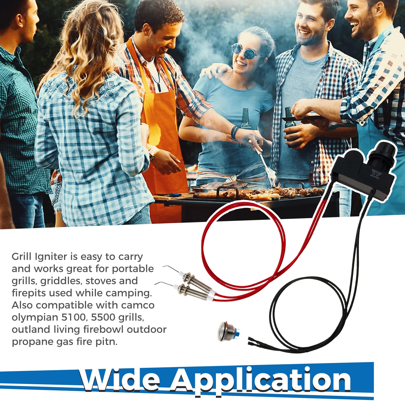 ETERMETA Grill Igniter, Spirit Ignitor Replacement, Push Button Control Switch Ignition with Sparkers for Gas Grill
