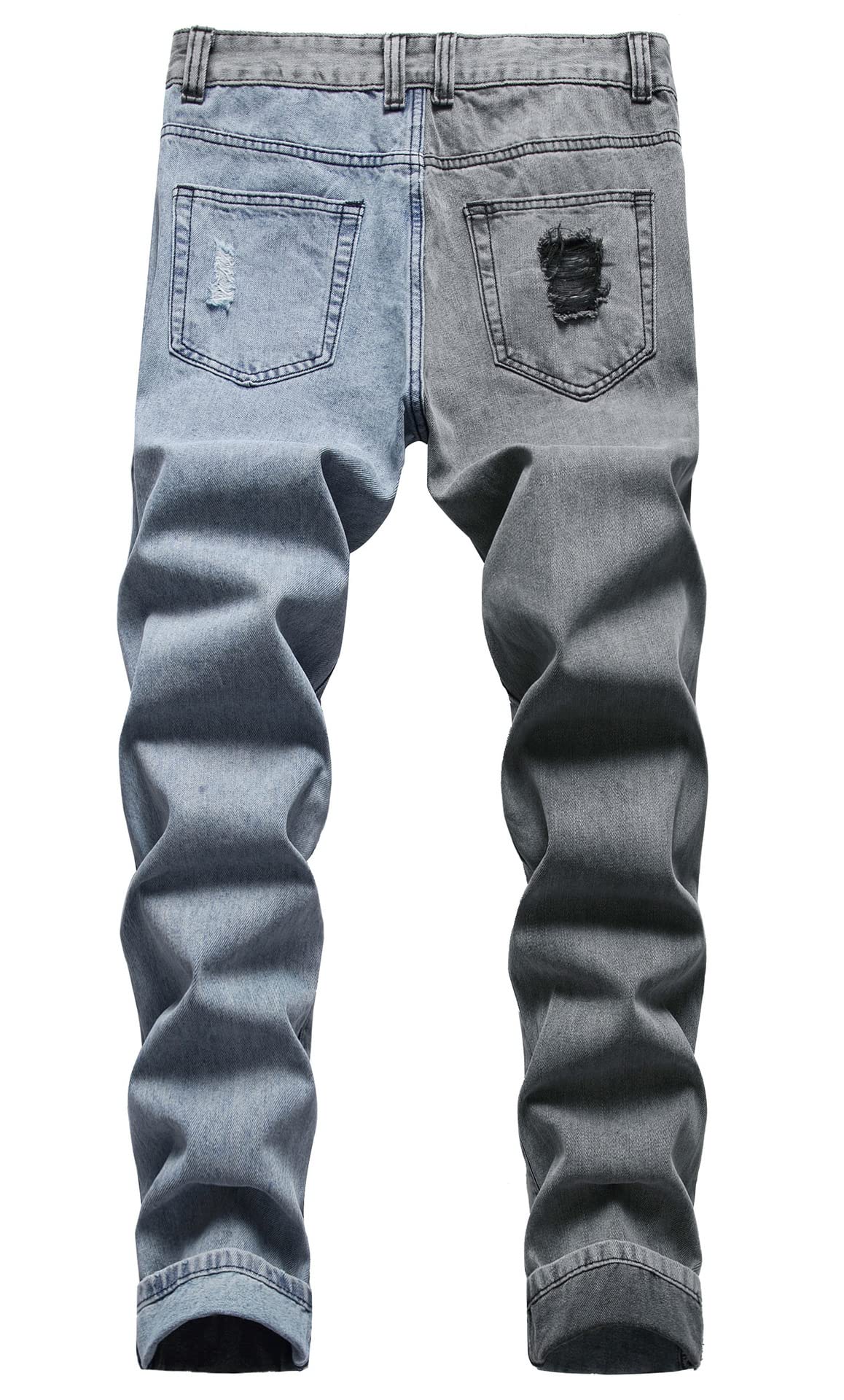 Men's Slim Fit Ripped Jeans for Men Distressed Destroyed Straight Leg Jeans Blue 36