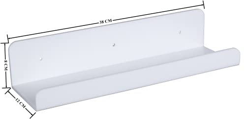 Plantex Acrylic Shelf- Floating Wall Ledge Display Shelf for Bathroom/Kitchen/Bedroom/Livingroom- Wall Mounted (White)