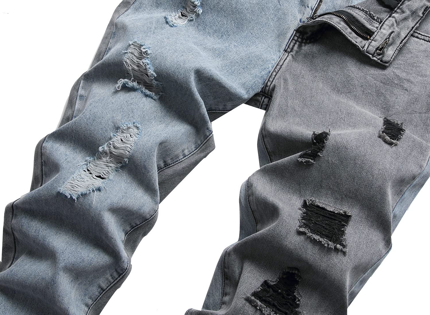 Men's Slim Fit Ripped Jeans for Men Distressed Destroyed Straight Leg Jeans Blue 36