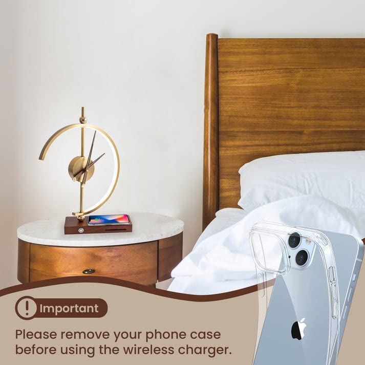 Nogy Desk Lamp with Wireless Charger • Desk Accessories Modern Desk Lamp with Charger • Desk Clock for Office • Desk Lamp with Clock • Art Deco Lamp • Office Desk Light • Dimmable