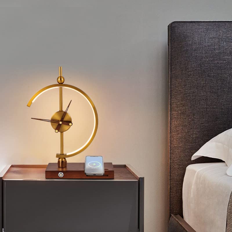 Nogy Desk Lamp with Wireless Charger • Desk Accessories Modern Desk Lamp with Charger • Desk Clock for Office • Desk Lamp with Clock • Art Deco Lamp • Office Desk Light • Dimmable
