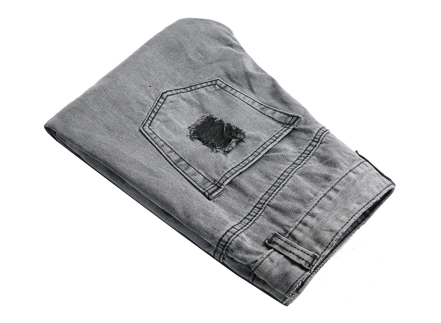 Men's Slim Fit Ripped Jeans for Men Distressed Destroyed Straight Leg Jeans Blue 36