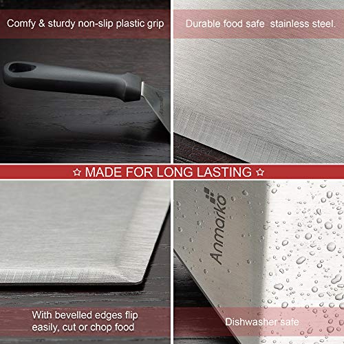 Metal Spatula Stainless Steel and Scraper - Professional Chef Griddle Spatulas Set of 3 - Heavy Duty Accessories Great for Cast Iron BBQ Flat Top Grill Skillet Pan - Commercial Grade