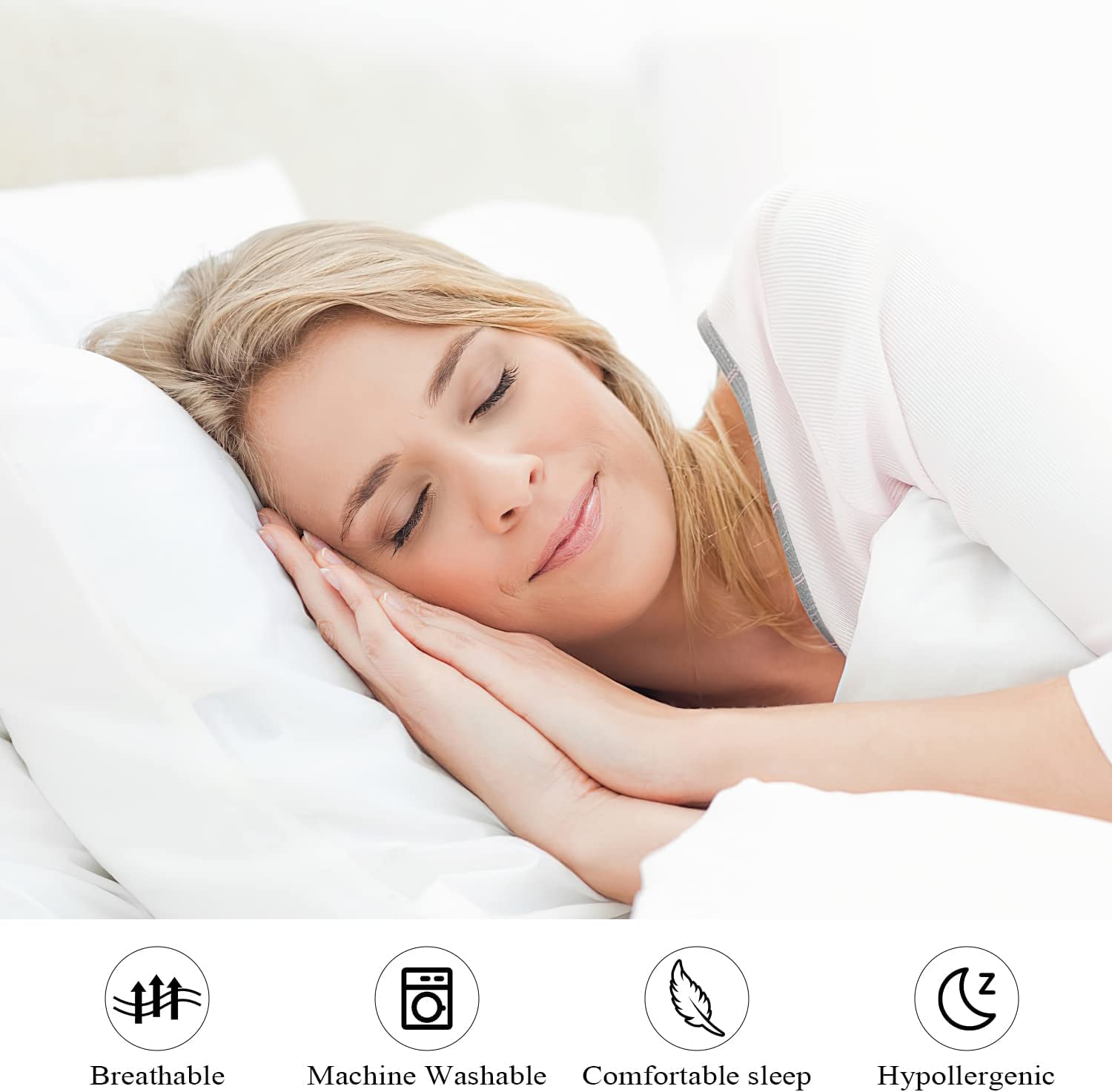 100% Egyptian Cotton Pillow Protectors Set of 2, 600 Thread Count King Size Bed Pillow Cases with Zipper, Sateen Weave Cooling Pillow Cases Quiet and Breathable Easy Care (2PCS, King, White)