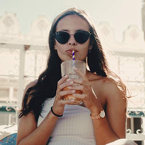 Weemium 200 Biodegradable Paper Straws - Durable & Eco-Friendly in 10 Color Stripes - Rainbow Drinking Straws & Party Decoration Supplies