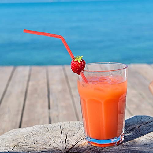 200 Pcs Disposable Drinking Straws, Colorful Long Flexible Bendy Straws (0.23'' diameter and 10.2" long)