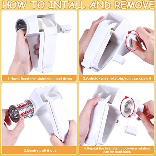 Rotary Cheese Grater Manual Handheld Cheese Grater with Stainless Steel Drum for Grating Hard Cheese Chocolate Nuts Kitchen Tool (/, White, 1)