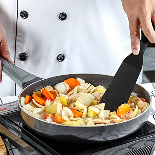 Silicone Thin Spatula Omelet Spatula Turner Long Crepe Spatula Heat Resistant Cooking Spatula Non Stick Pancake Spatula for Cooking Egg Burgers Pizza Pancake Steak Omelet Crepes (2, Red, Black)