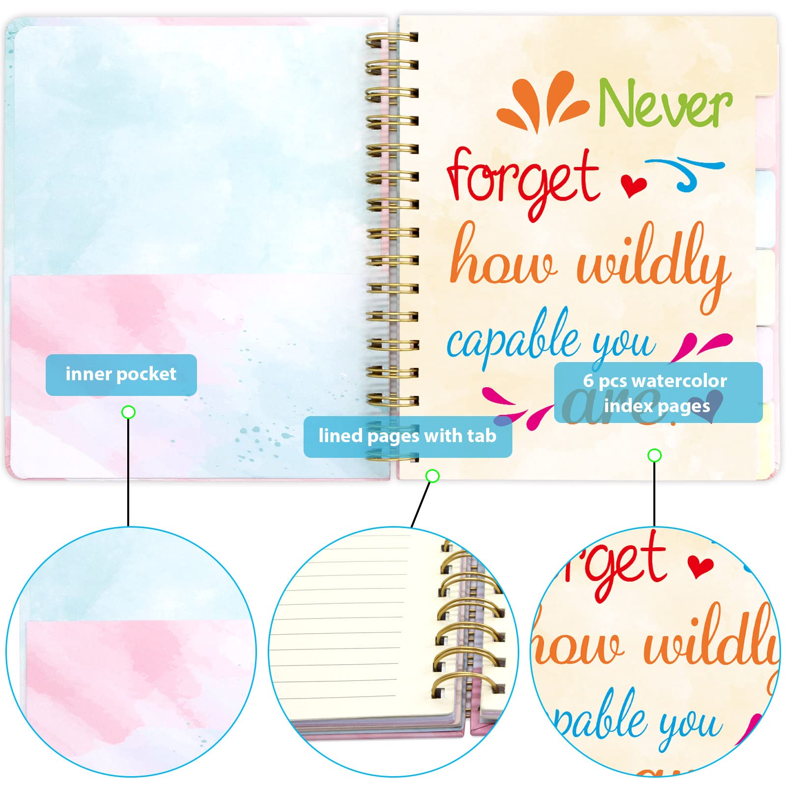 ceiba tree Divider Notebook with Tabs Spiral Notebook Watercolor Design Lined Journal Hardcover Notebook for Home Office School Classroom