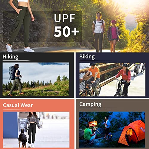 Women's Lightweight Cargo Joggers Quick Dry Hiking Pants UPF50+ Athletic Workout Casual Outdoor Pants with Zipper Pockets Gray