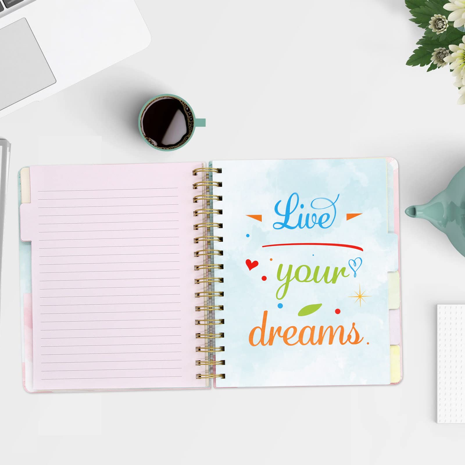 ceiba tree Divider Notebook with Tabs Spiral Notebook Watercolor Design Lined Journal Hardcover Notebook for Home Office School Classroom
