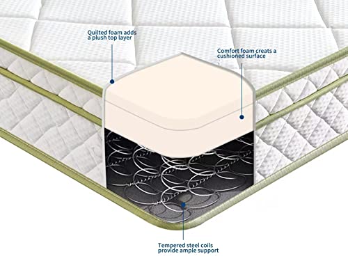 Twin Mattress - 8" Hybrid Mattress with Foam and Spring for Optimal Support and Comfort - Quilted Foam Soft Top - Rolled in a Box - Medium Firm - Oliver & Smith