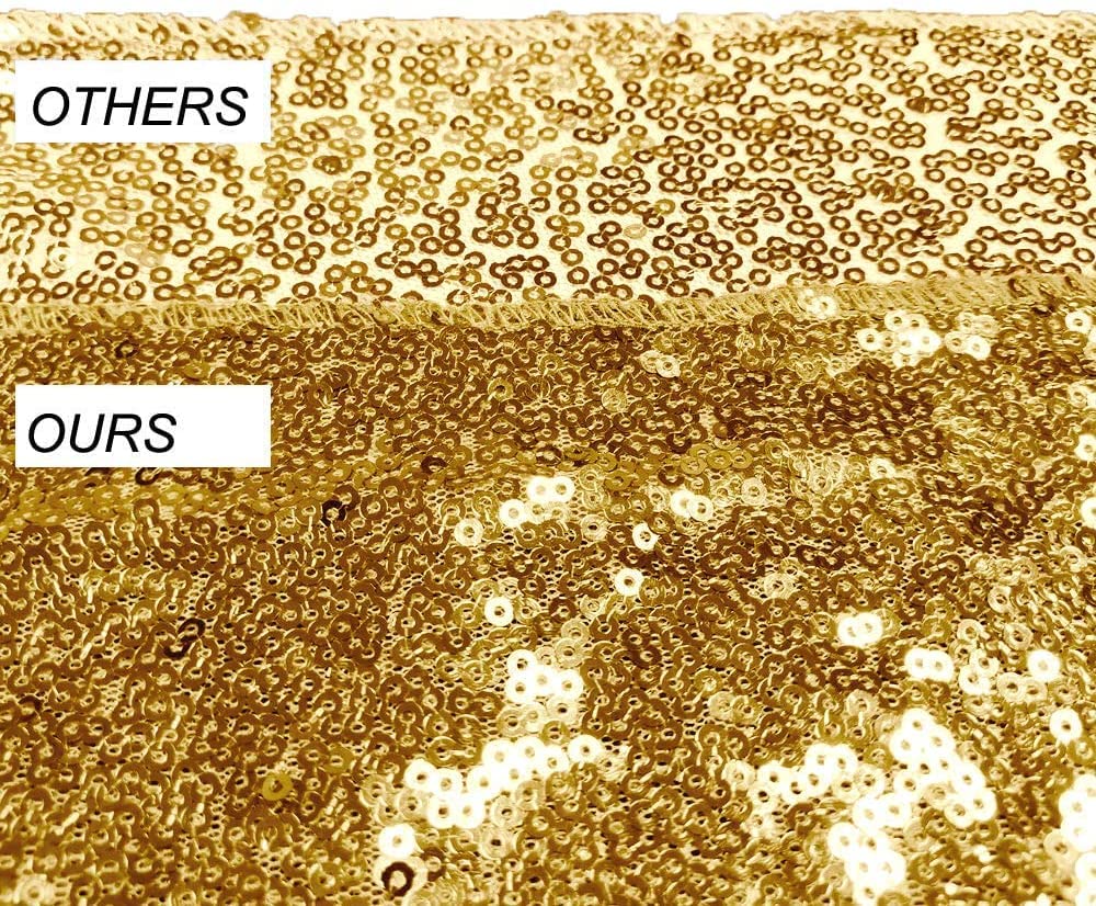 YCC 10FTx10FT Shiny Gold Sequin Backdrop Gold Sequin Curtain Background Photography Backdrop for Thanksgiving Christmas Party/Wedding Decorations Drapes Backdrop Photo Booth (10X10FT, Gold)