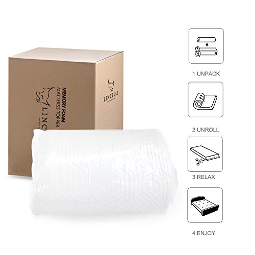 LINCELLI 3 Inch Memory Foam Mattress Topper Queen | Select High Density Supportive Memory Foam Pad | Firm Mattress Topper